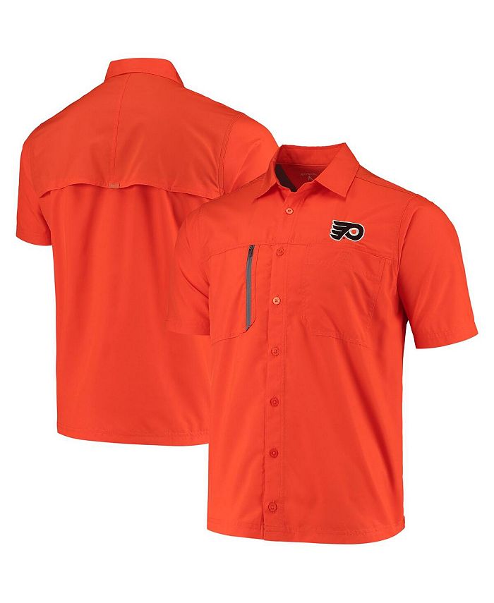 Antigua Men's Orange Philadelphia Flyers Kickoff Fishing Button-Up ...