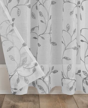 Sun Zero Fayre Embroidered Sheer Rod Pocket Curtain Panel, 50" x 84 ...