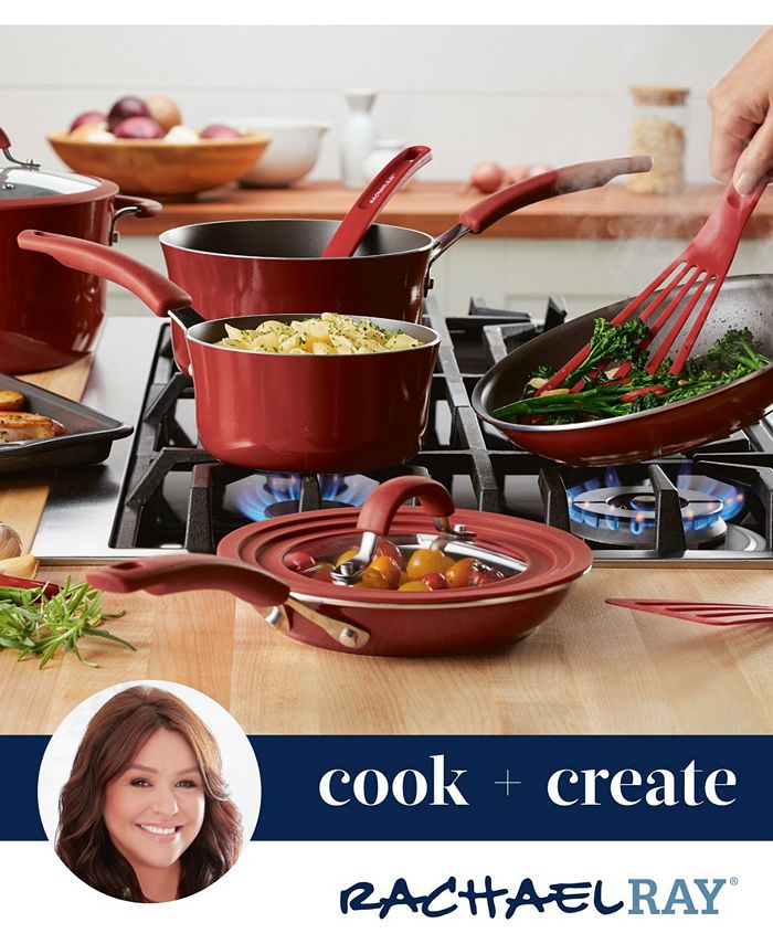 Rachael Ray Cook + Create Aluminum Nonstick Saute Pan with Lid, 3 Quart ...