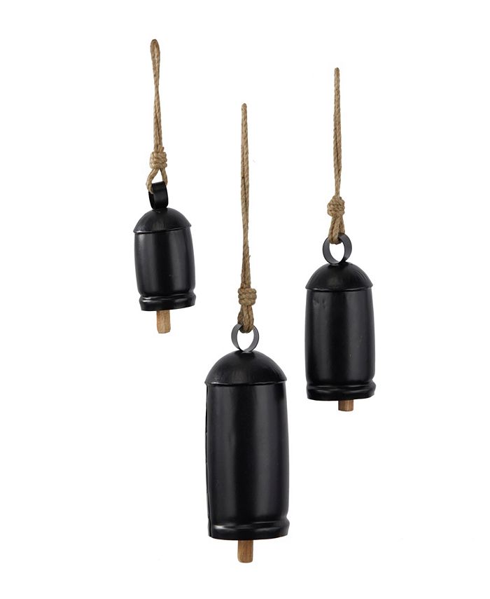 Rosemary Lane Black Metal Bohemian Decorative Cow Bell with Jute ...
