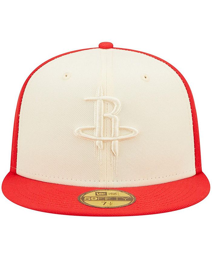 New Era Men's Cream, Red Houston Rockets Cork Two-Tone 59FIFTY Fitted ...