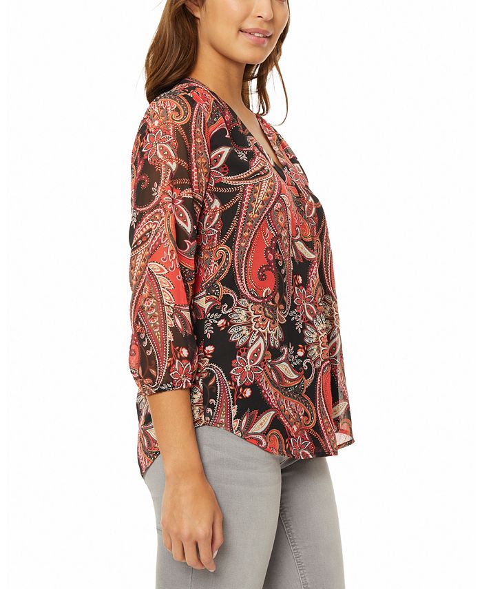 Jones New York Women's V-Neck Pleat Front Tunic Top - Macy's