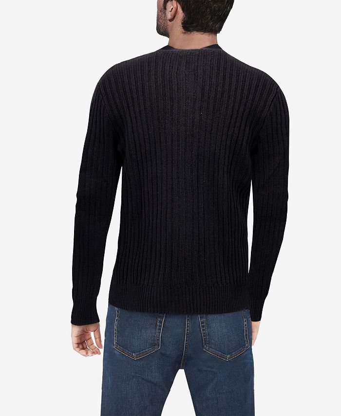X-Ray Men's Button Up Stand Collar Ribbed Knit Cardigan Sweater ...