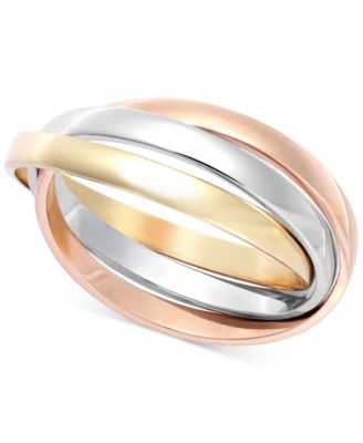 Tri-Tone Ring in 14k Rose, Yellow and White Gold - Macy's