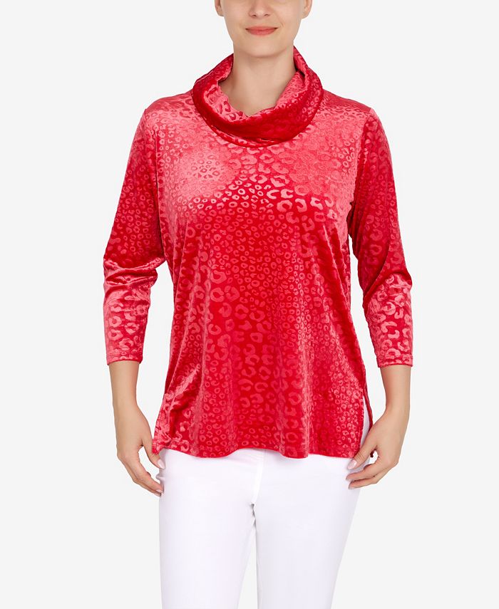 Ruby Rd. Petite Embossed Velour Cowl Neck Top - Macy's