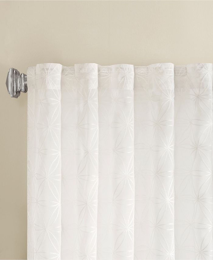 Madison Park Gemma Sheer Embroidered Window Curtain, 50"W x 63"L - Macy's