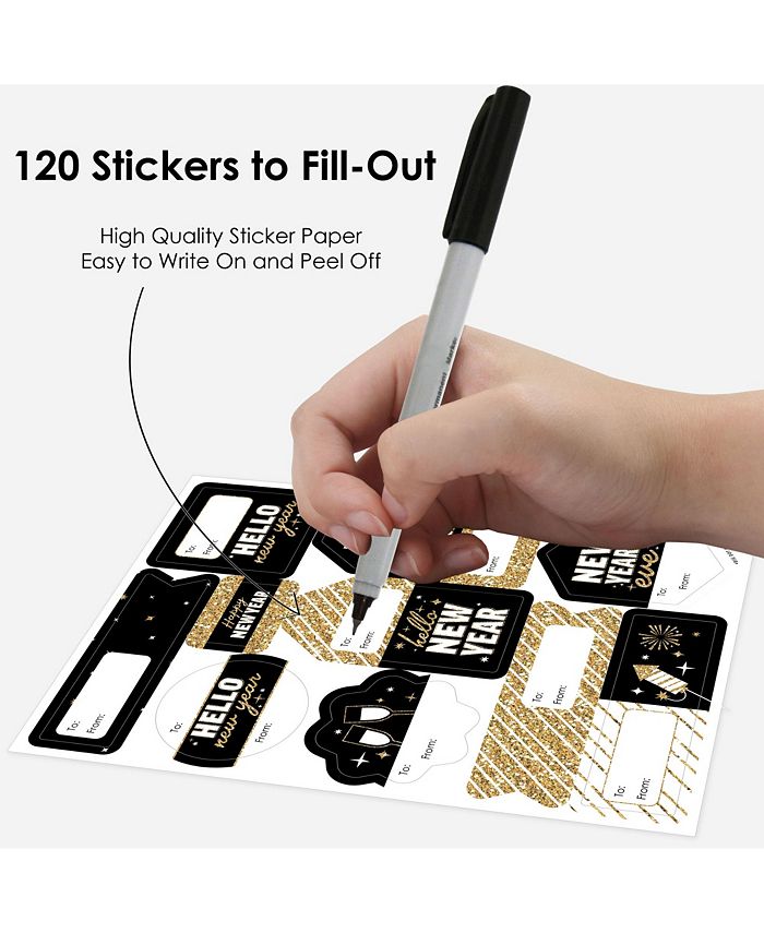Big Dot of Happiness Hello New Year - NYE Party Gift Tag Labels - To ...