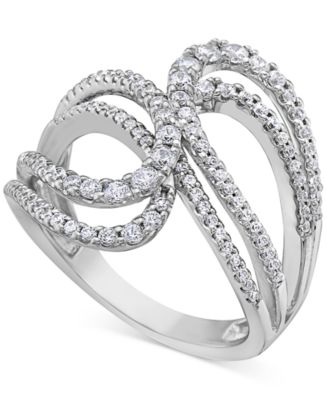 Diamond Double Loop Statement Ring (3/4 ct. t.w.) in 10k White Gold ...