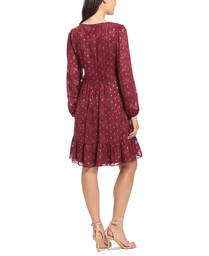 London Times Petite Clip-Dot Chiffon Fit & Flare Dress - Macy's