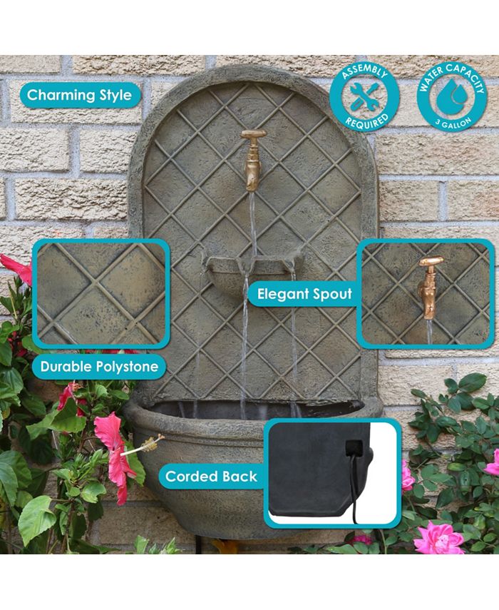 Sunnydaze Decor Messina Polystone Outdoor Wall Fountain - Florentine ...