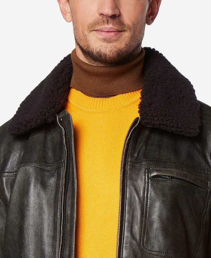 Marc New York Men's Wallack Distressed Leather Aviator Jacket - Macy's