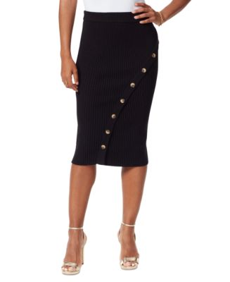Sam Edelman Women's Ribbed Rosalie Button-Front Skirt - Macy's