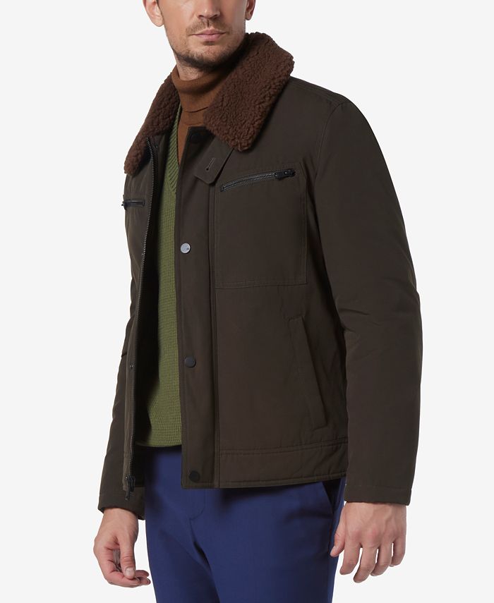 Marc New York Men's Randall Insulated Waxed Cotton Aviator Jacket with ...
