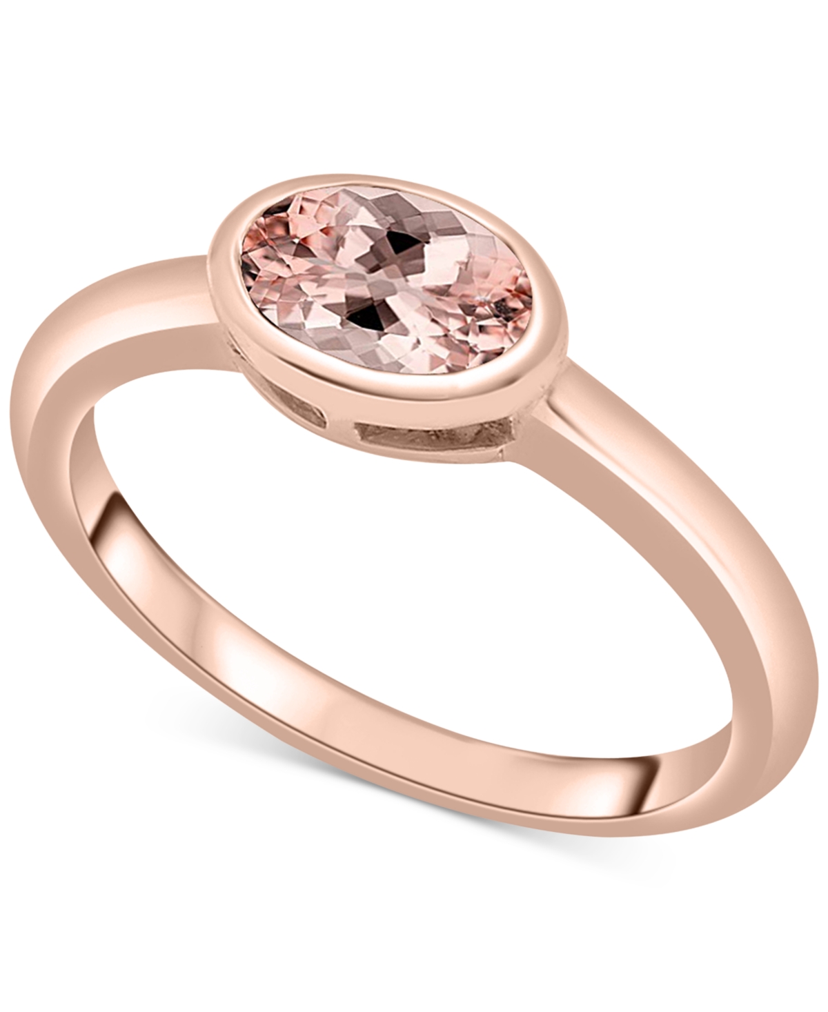 Click here for Lab-grown Morganite Oval Bezel Ring (5/8 ct. t.w.)... prices