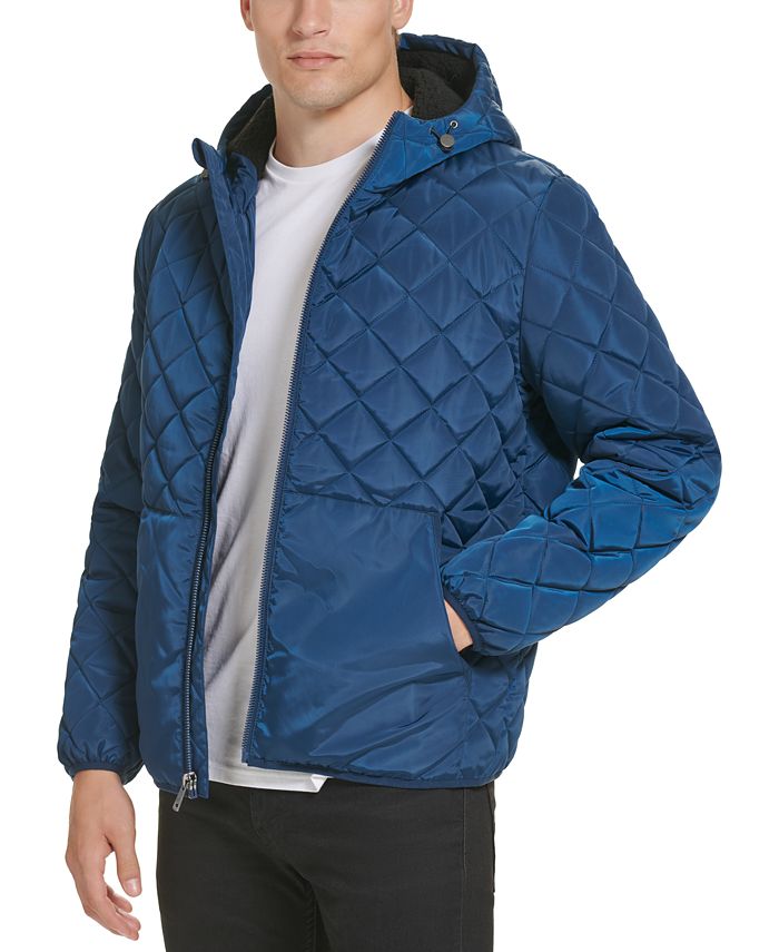 Kenneth Cole Men's Diamond Quilted Hooded Jacket - Macy's