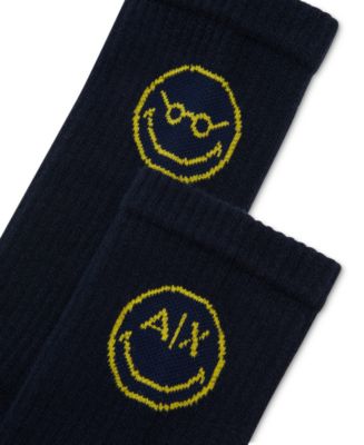 A|X Armani Exchange Men's Smiley Ribbed 3/4 Crew Socks - Macy's