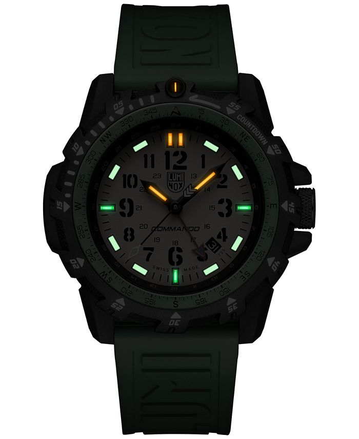 Luminox Men's Swiss Commando Raider Military GMT Green Rubber Strap ...