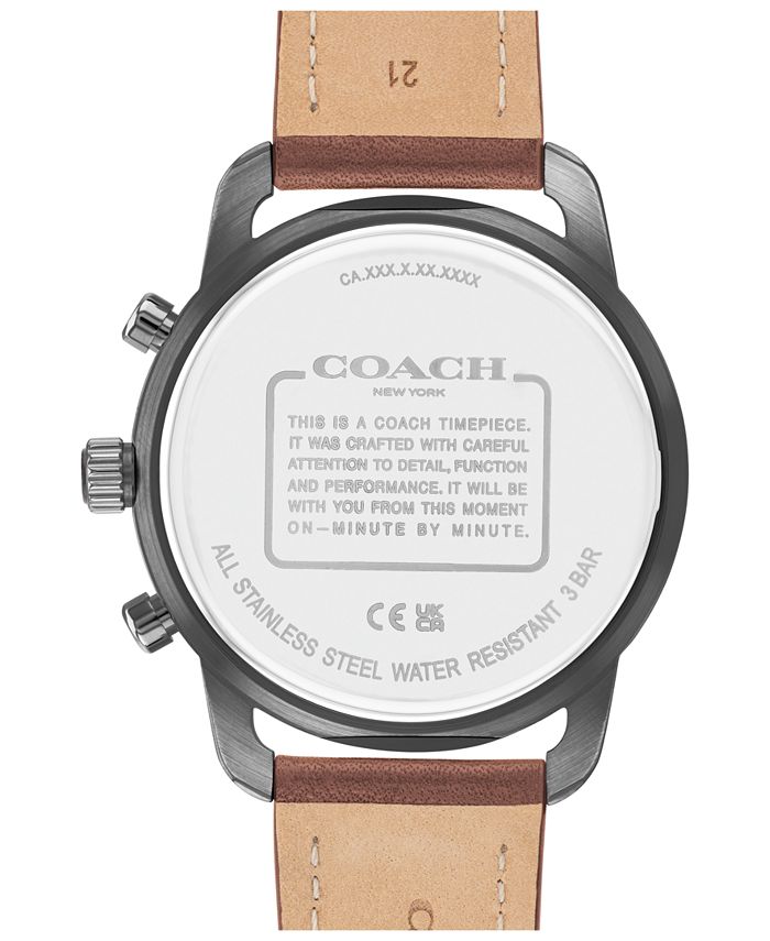 COACH Men's Cruiser Saddle Leather Strap Watch, 44mm & Reviews - All ...