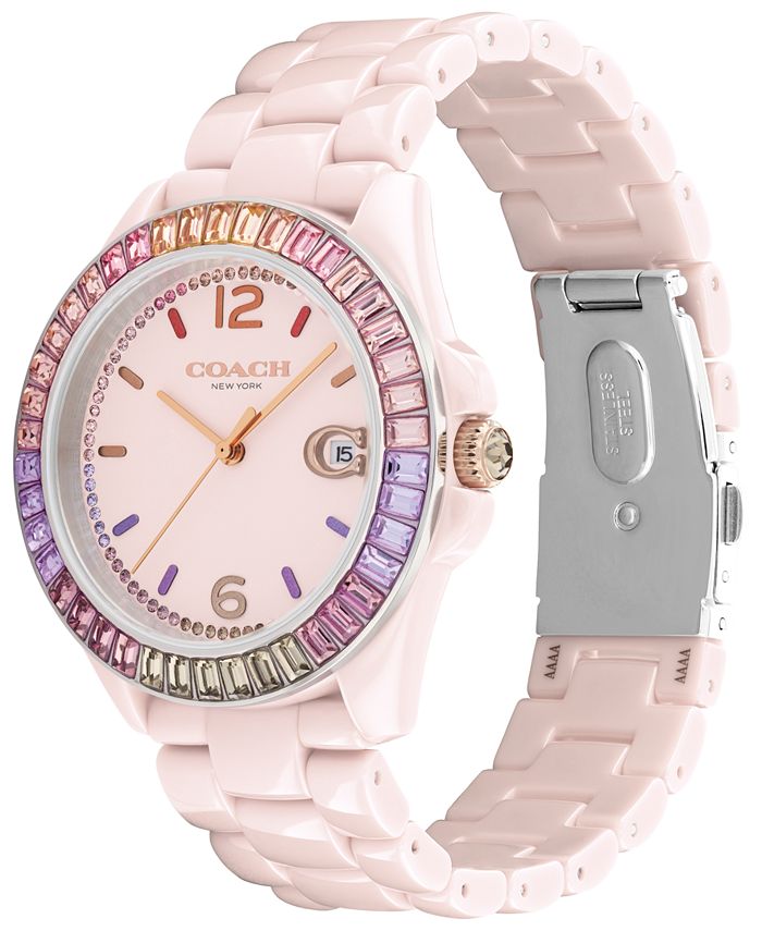 COACH Women's Greyson Blush Ceramic Bracelet Watch, 36mm - Macy's