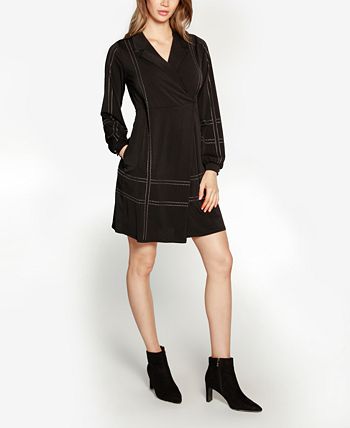 Belldini Black Label Petite Studded Wrap Dress & Reviews - Dresses ...