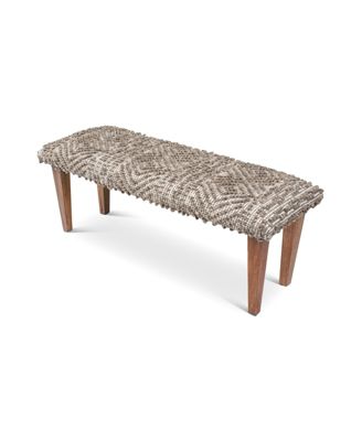 Anaya Home Handwoven Mocha Patterned Bench - Macy's