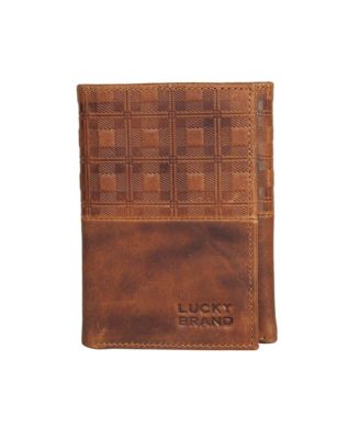 Lucky Brand Men's Plaid Embossed Leather Trifold Wallet - Macy's