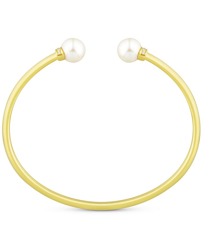 Honora Cultured Freshwater Pearl (8mm) & Diamond (1/20 ct. t.w.) Cuff ...