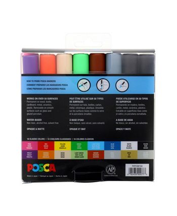 POSCA 16 Piece Color Paint Medium Marker Set, 5 ml - Macy's