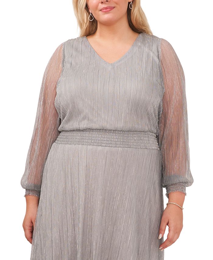 MSK Plus Size Lurex Smocked Midi Dress & Reviews - Dresses - Plus Sizes ...