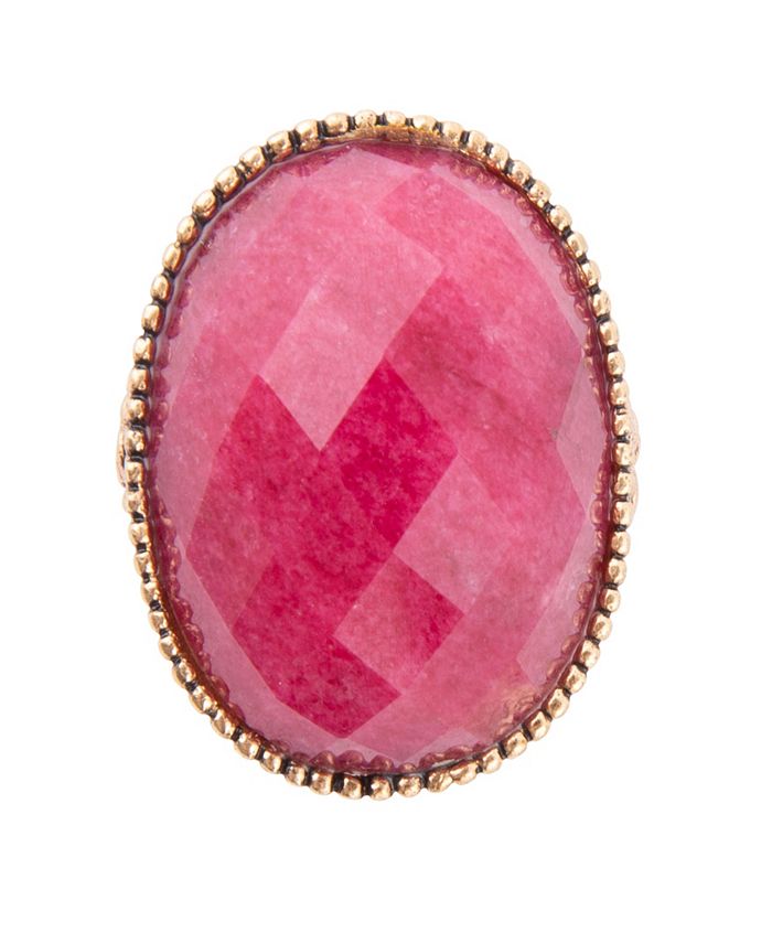 Barse Rosie Bronze and Genuine Faceted Raspberry Quartz Statement Ring ...