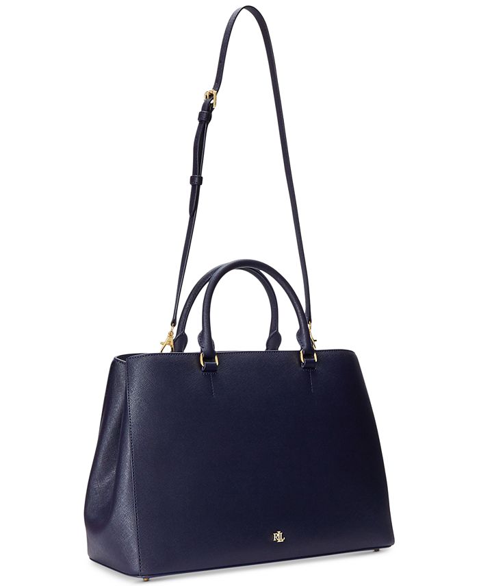 Lauren Ralph Lauren Crosshatch Leather Large Hanna Satchel - Macy's