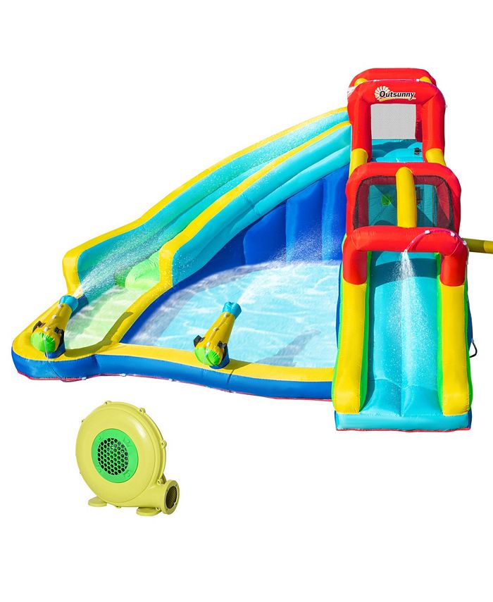 Outsunny Kids Inflatable Bounce House Slide Water Pool Climbing Wall ...