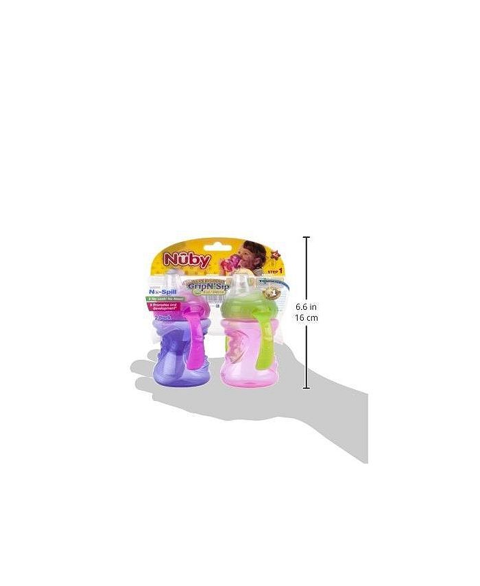 Nuby 2-Pack Two-Handle No-Spill Grip N' Sip Cups, 8 Ounce, Pink and Purple - Macy's