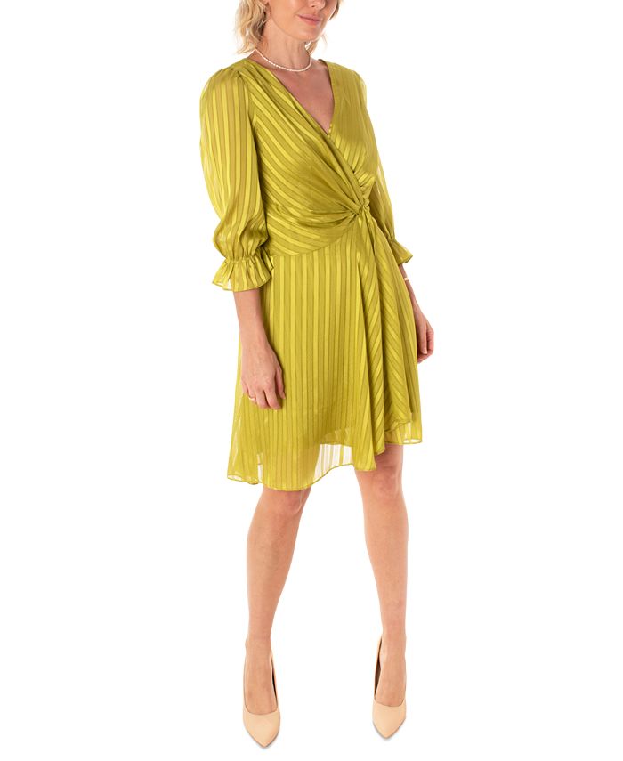 Maison Tara Women's Shadow Stripe Faux-Wrap Dress - Macy's