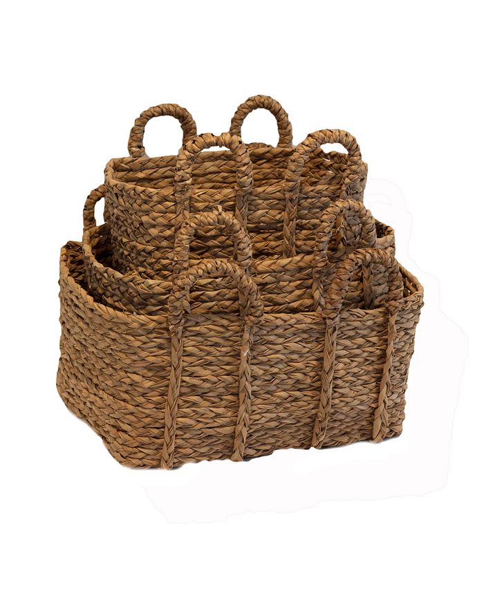 Baum Jumbo Rectangle Braided Rush Baskets, Set of 3 - Macy's