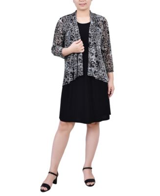 NY Collection Petite Cardigan and Dress Set, 2 Piece - Macy's
