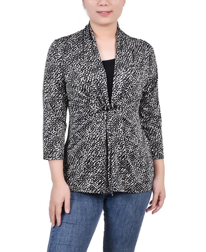 NY Collection Petite 3/4 Sleeve Two-Fer Top & Reviews - Tops - Petites ...