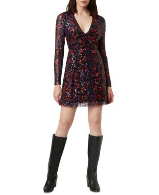 French Connection Inari Embellished Leopard Sequin Dress - Macy's
