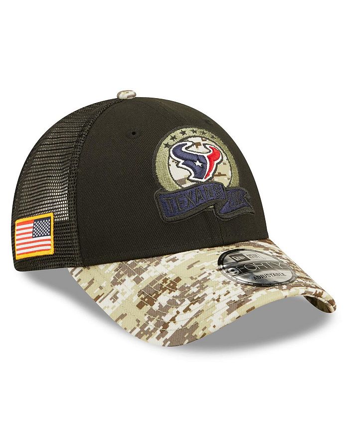 New Era Men's Black, Camo Houston Texans 2022 Salute To Service 9FORTY Snapback Trucker Hat - Macy's