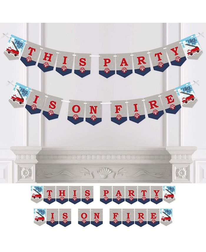 Big Dot of Happiness Fired Up Fire Truck - Bunting Banner - Party Decor ...