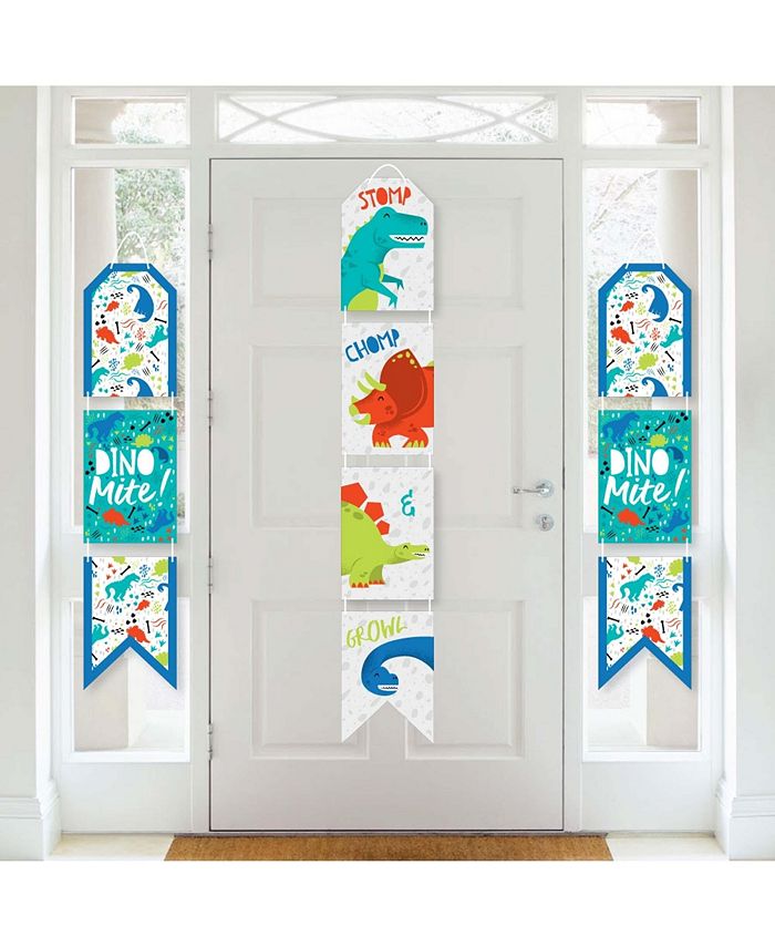 Big Dot of Happiness Roar Dinosaur - Hanging Vertical Paper Door ...