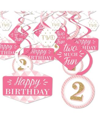 Big Dot of Happiness 2nd Birthday Girl - Two Much Fun - Hanging Decor ...