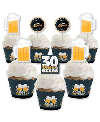 Big Dot of Happiness Cheers & Beers to 30 Years - 30th Cupcake Wrappers ...