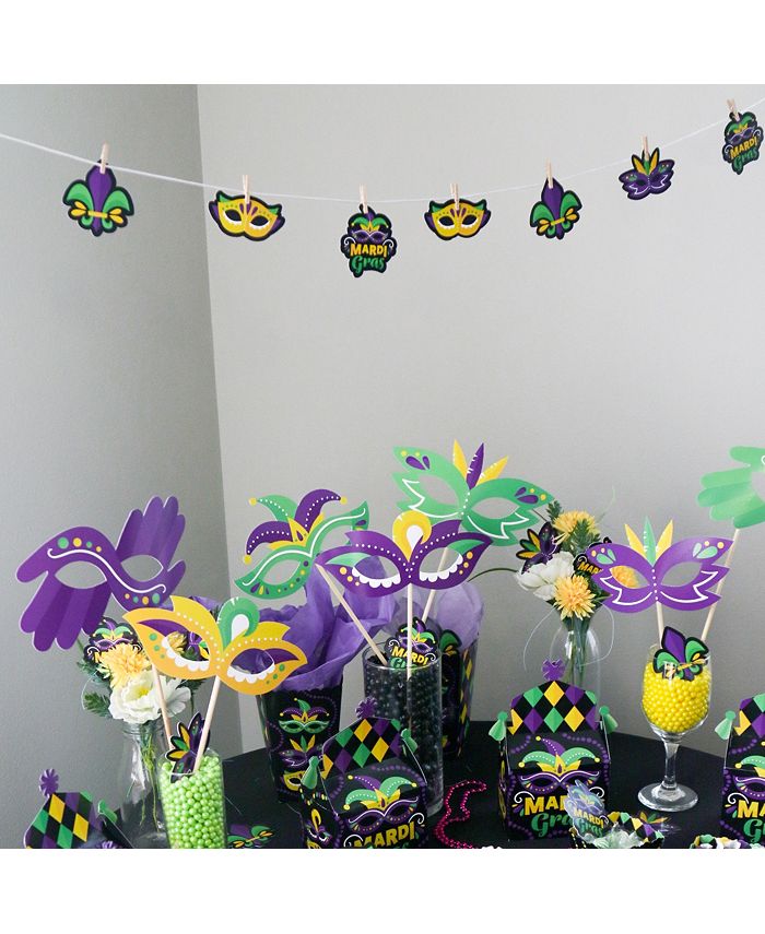 Big Dot of Happiness Colorful Mardi Gras Mask - DIY Shaped Masquerade ...