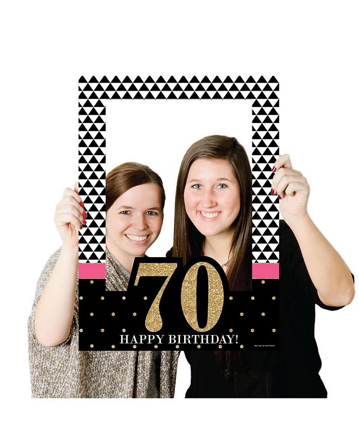 Big Dot of Happiness Chic 70th Birthday - Pink, Black & Gold Selfie ...