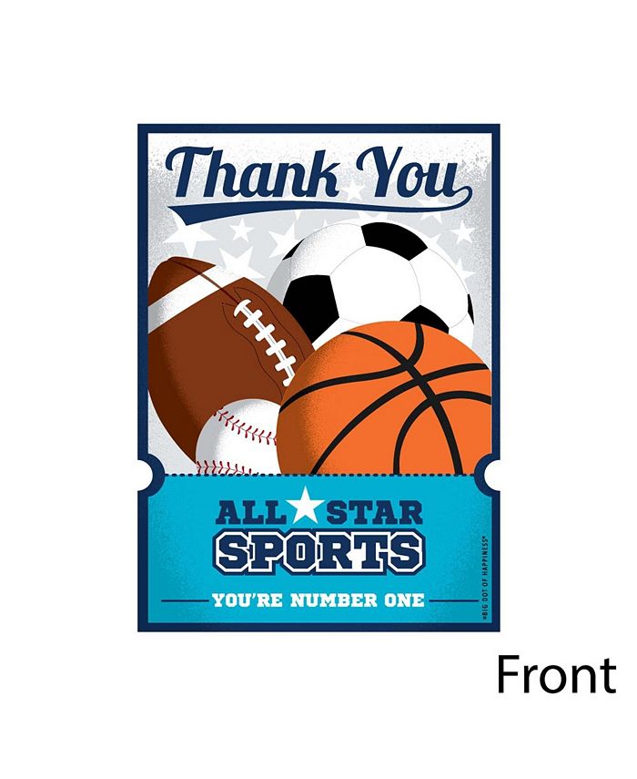 Big Dot of Happiness Go, Fight, Win - Sports - Party Shaped Thank You ...