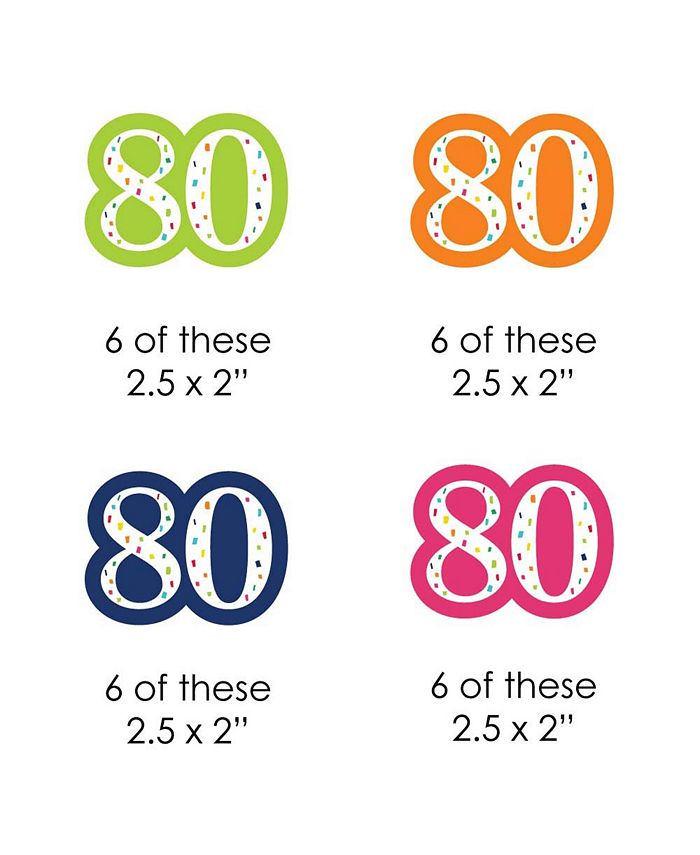 Big Dot of Happiness 80th Birthday - Cheerful Happy Birthday - DIY ...