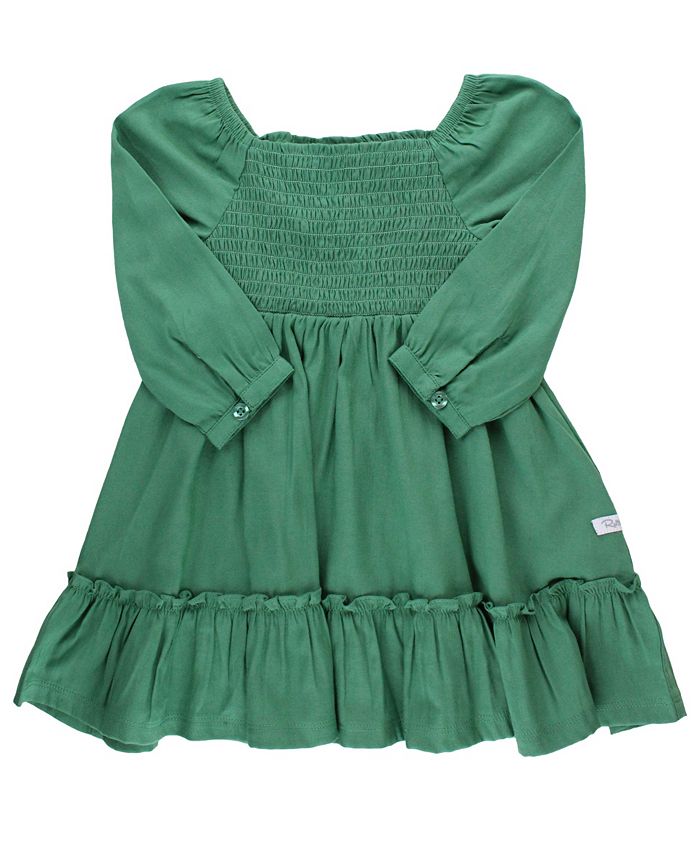 RuffleButts Baby Girls Spruce Woven Luxe Shoulder Ruffle Dress - Macy's