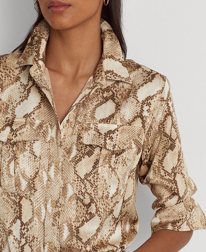 Lauren Ralph Lauren Women's Snakeskin-Print Charmeuse Shirt & Reviews ...