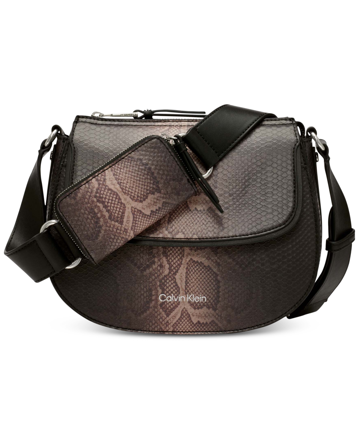 Calvin Klein Bella Ombre Snake Faux Leather Crossbody In Black Snake ...